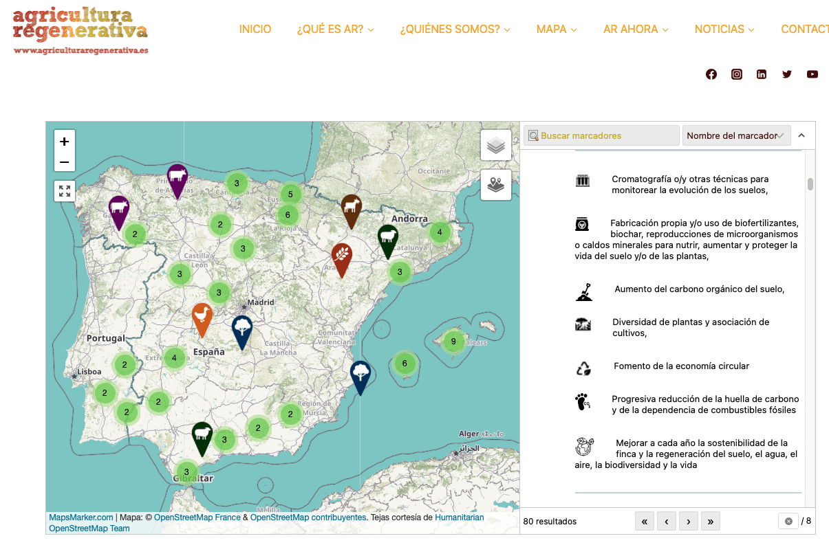 Mapa de fincas regenerativas - Agricultura Regenerativa Ibérica